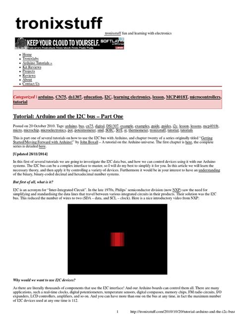 Pdf Tutorial Arduino And The I2c Bus Part One Dokumentips