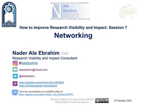how to improve research visibility and impact session 7 networking