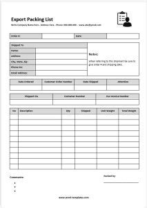 Free Export Packing List Templates MS Word DOCX