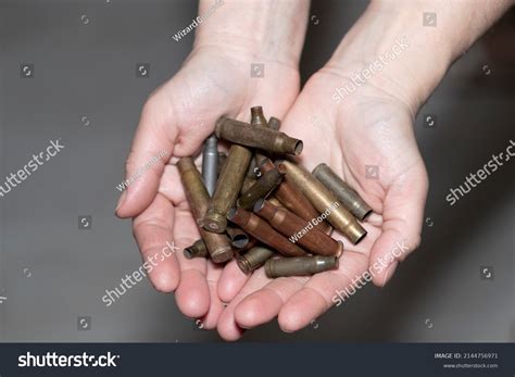 Person Holds Bullet Casings Different Types Stock Photo 2144756971 Shutterstock