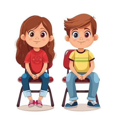 Premium Vector A Boy And Girl Sit In A Chair With A Red Shirt That