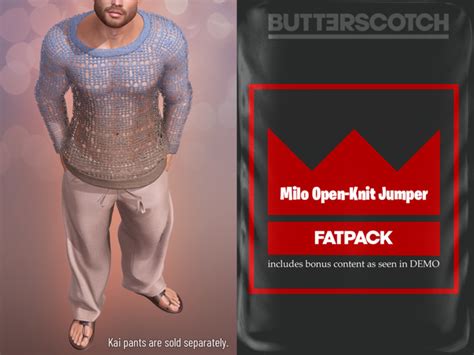 Second Life Marketplace Butterscotch Milo Open Knit Jumper {fatpack}