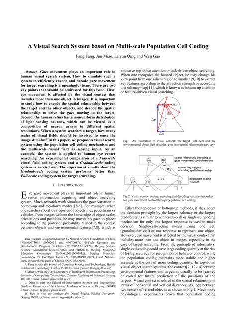 Pdf A Visual Search System Based On Multi Scale Population Cell Coding