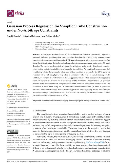 Pdf Gaussian Process Regression For Swaption Cube Construction Under No Arbitrage Constraints