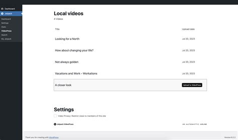 Jetpack Videopress Wordpress Plugin