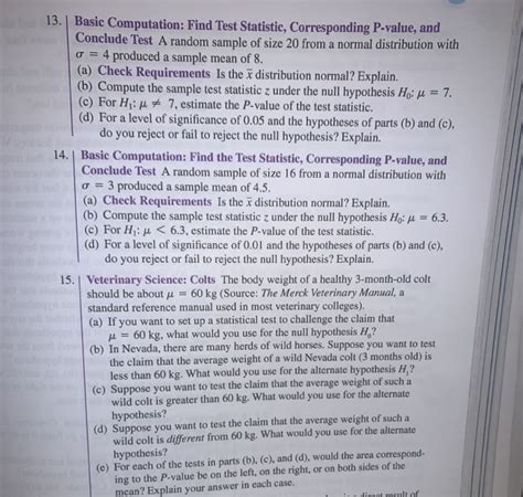 Solved 13 Basic Computation Find Test Statistic