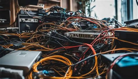 A Chaotic Tangle Of Ethernet Cables And Malfunctioning Network Hardware