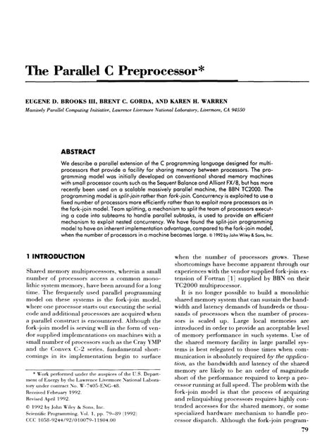 Pdf The Parallel C Preprocessor