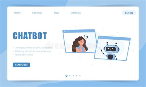 Chatbot Concept Landing Page Template Woman Talking With Robot Ai