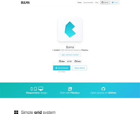 A Modern Css Framework Based On Flexbox Bulma Framework Css