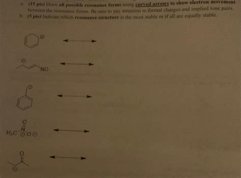 Solved 15 Pts Draw All Possible Resonance Forms Using Chegg Com