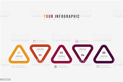 벡터 삼각형 요소 인포그래픽 5가지 옵션 부품 단계 또는 프로세스를 갖춘 비즈니스 개념 0명에 대한 스톡 벡터 아트 및 기타 이미지 Istock