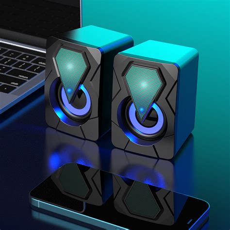 PRINxy Light Emitting Computer Speaker USB Mobile Phone Laptop Desktop Mini Speaker Hifi Stereo