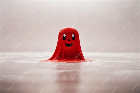 Premium Photo A Red Color Ghost Logo With A Cute And Playful