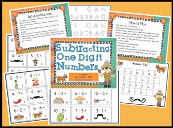 Single Digit Subtraction Math Center Station Game By Workaholic Nbct