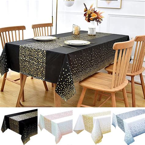 2pcs Plastic Tablecloths For Rectangle Tables Gold Dot Confetti Table
