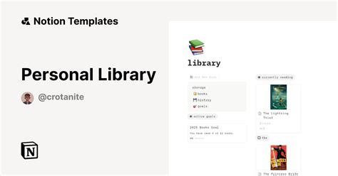 Personal Library Template By Crotanite Notion Marketplace