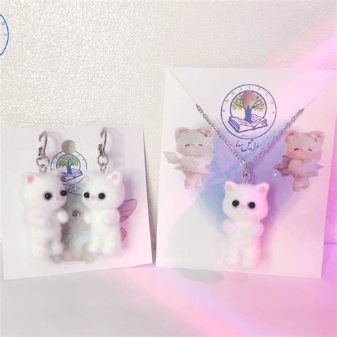 گردنبند گوشواره فانتزی حیوانات پشمالوی کیوت مدل گربه ایستاده پینترستی