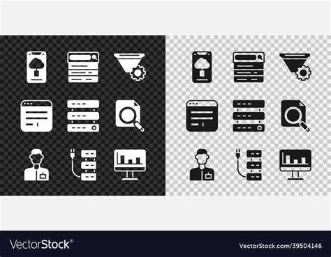 Set Cloud Technology Data Transfer Search Engine Vector Image
