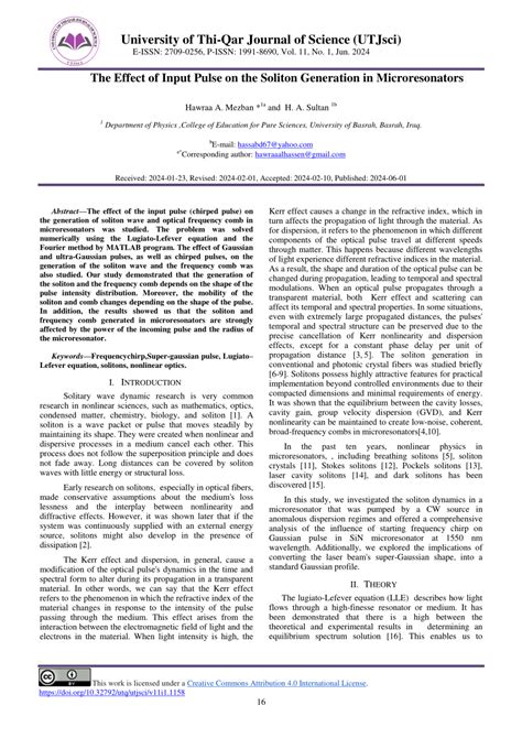 Pdf The Effect Of Input Pulse On The Soliton Generation In Microresonators