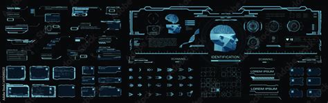 Big Set Of Futuristic HUD Elements User Interface Conceptual Sci Fi Dashboard Display For Video