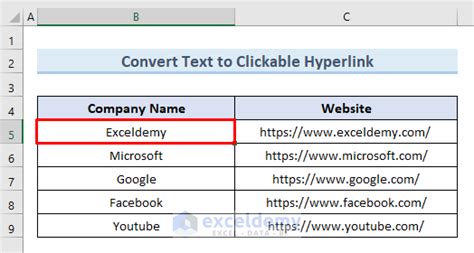 How To Convert Text To Hyperlink In Excel 5 Methods Exceldemy