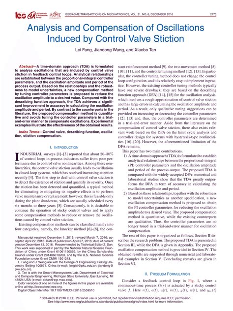 Pdf Analysis And Compensation Of Oscillations Induced By Control