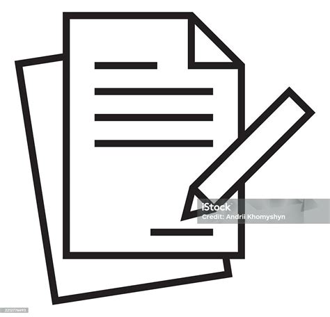 문서 서명 또는 쓰기를 묘사하는 미니멀리스트 개요 아이콘입니다 법률 비즈니스 또는 창의적인 프로젝트에 사용합니다 계약 계약 양식 또는 생성을 나타냅니다 계약서에 대한 스톡