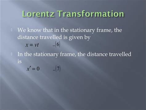 Lorentz Transformation Pooja Chouhan Ppt Physics Science