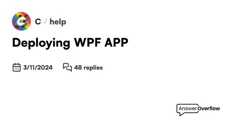 Deploying Wpf App C