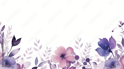 Watercolor Purple Floral Border Background Decorative Flower
