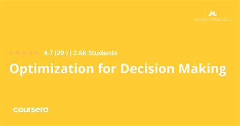 Optimization For Decision Making Coursya Optimization For Decision Making Coursya