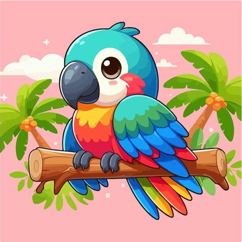 Premium Vector Cute Macaw Cartoon Sitting On Branch Vector Design