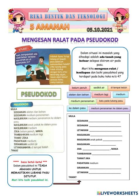 Mengesan Ralat Pada Pseudokod Rbt Tahun 5 Online Exercise For Live