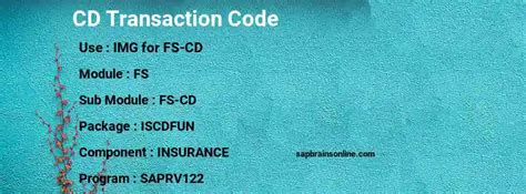 CD SAP Tcode For IMG For FS CD
