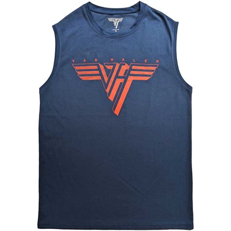 Van Halen Classic Red Logo Blue Tank T Shirt Burning Airlines