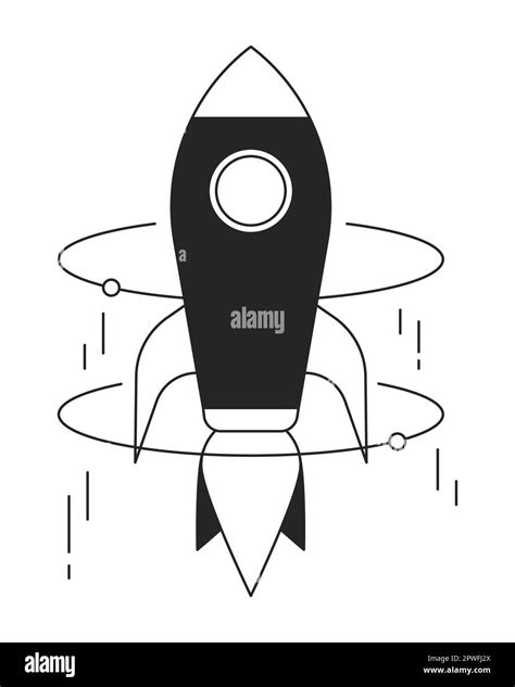 Rocket Reaching High Speed Flat Line Black White Vector Object Stock Vector Image And Art Alamy