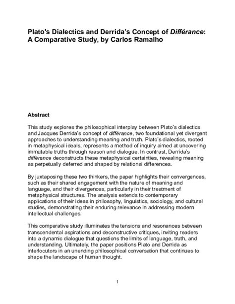Pdf Platos Dialectics And Derridas Concept Of Différance A