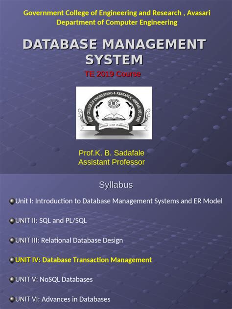 Unit Iv Database Transaction Management 1 Pdf Database Transaction Data