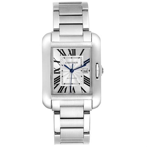 Cartier Tank Anglaise Silver Dial Steel Large Mens Watch W5310009