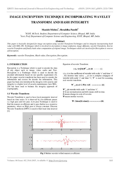 Pdf Image Encryption Technique Incorporating Wavelet Transform And