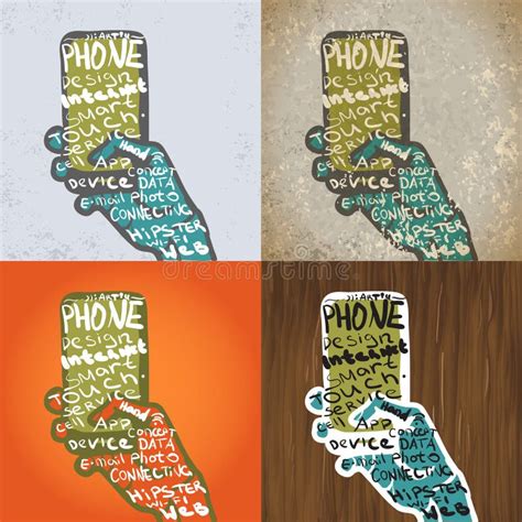 Smartphone With Hands Graphic Design Typographic Elements Stock Vector Illustration Of