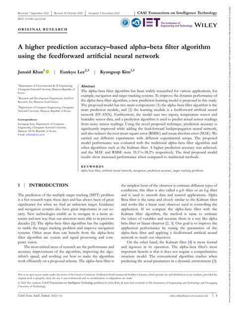 Pdf A Higher Prediction Accuracybased Alphabeta Filter Algorithm