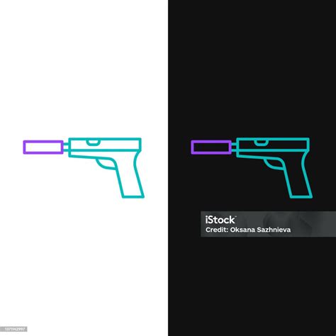 흰색과 검은 색 배경에 고립 된 소음기 아이콘라인 권총 이나 총 다채로운 개요 개념 벡터 개성 개념에 대한 스톡 벡터 아트 및 기타 이미지 Istock