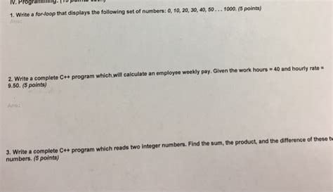 solved iv programming t1o p 1 write a for loop that