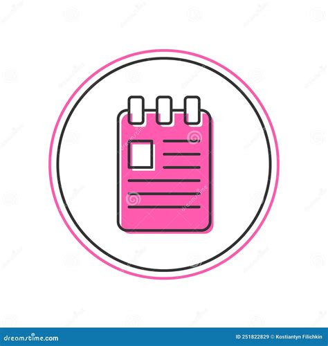 Icono De Bloc De Notas De Esquema Relleno Aislado En Fondo Blanco