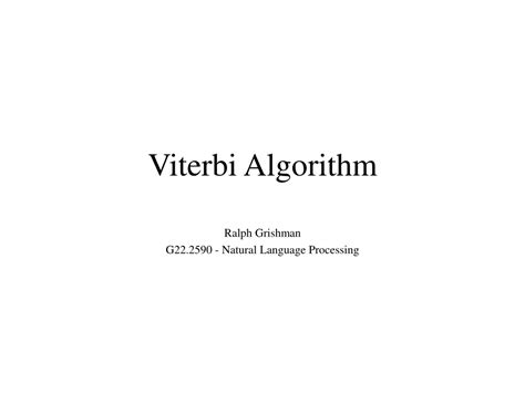 Ppt Viterbi Algorithm Powerpoint Presentation Free Download Id9073997