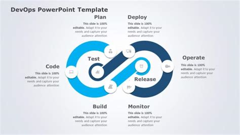 Blue DevOps Infinity Loop Diagram For Process Optimization Slide Template