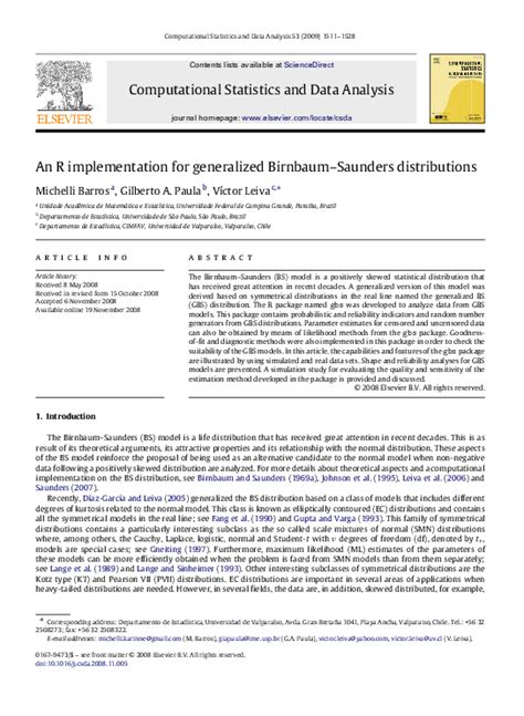Pdf An R Implementation For Generalized Birnbaum Saunders Distributions