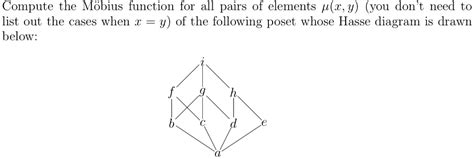 compute the mobius function for all pairs of elements p x y you don t